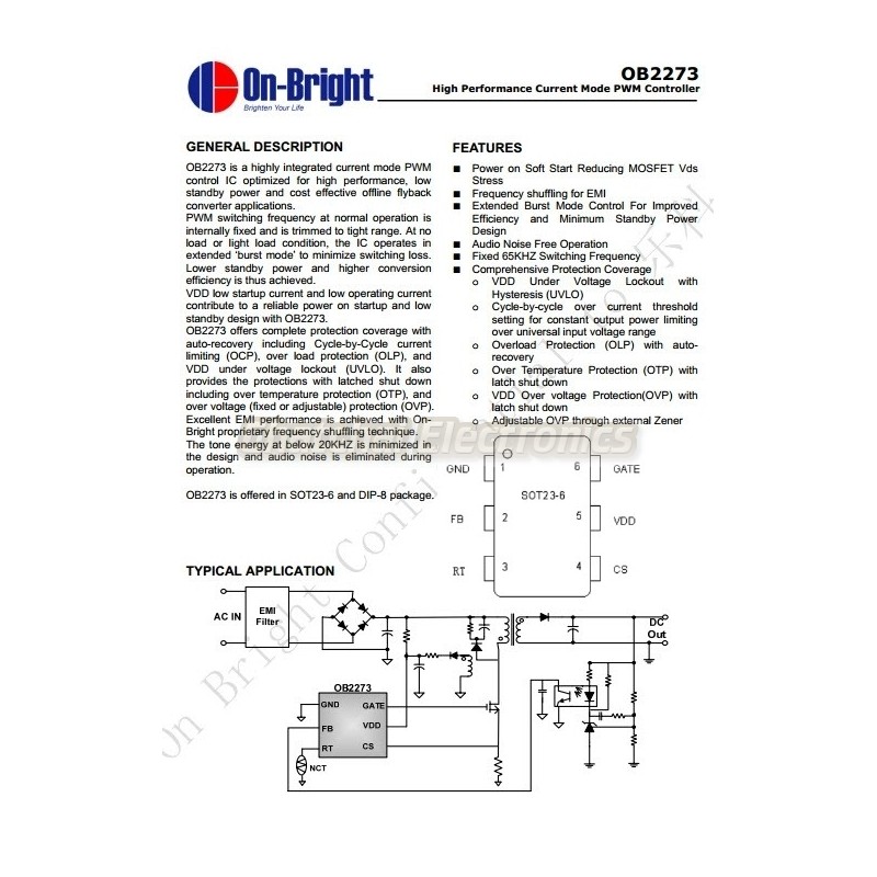 OB2273 ไอซี PWM คอนโทรล